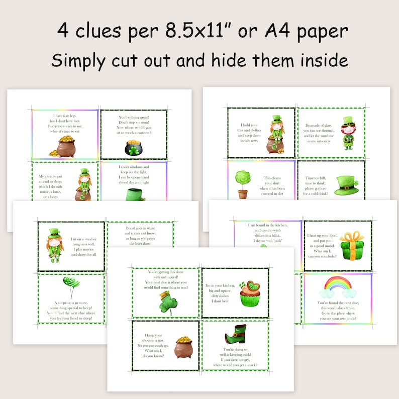 St Patricks Day Scavenger Hunt for Kids Leprechaun Indoor Treasure Hunt ...