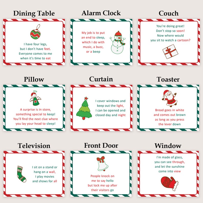 Christmas Scavenger Hunt for Kids Holiday Indoor Hunt Clues Treasure ...