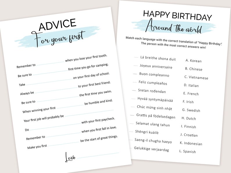 First Birthday Games Boy 1st Birthday Party Games Bundle Boy - Etsy