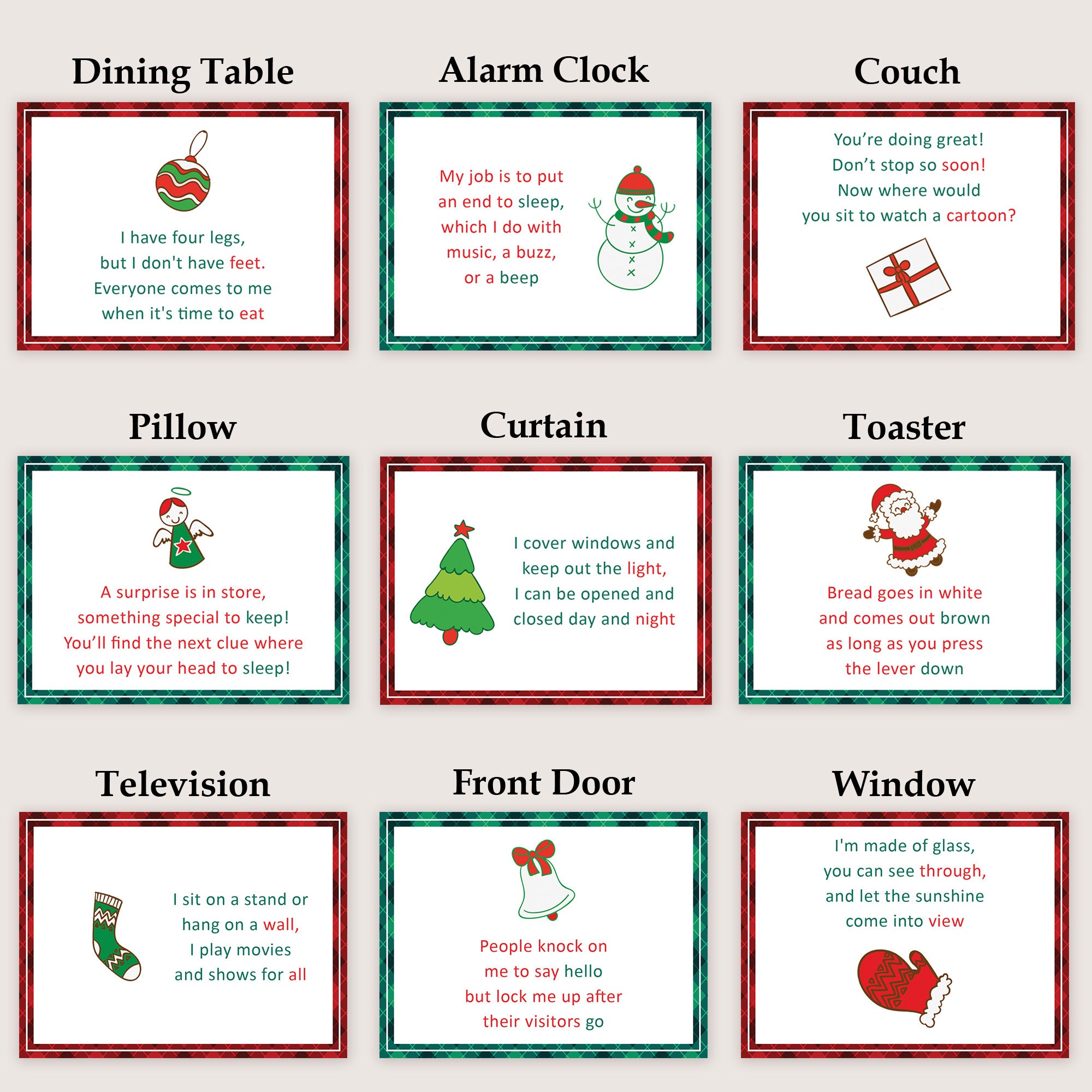 Christmas Scavenger Hunt for Kids Holiday Indoor Treasure Hunt Clues ...