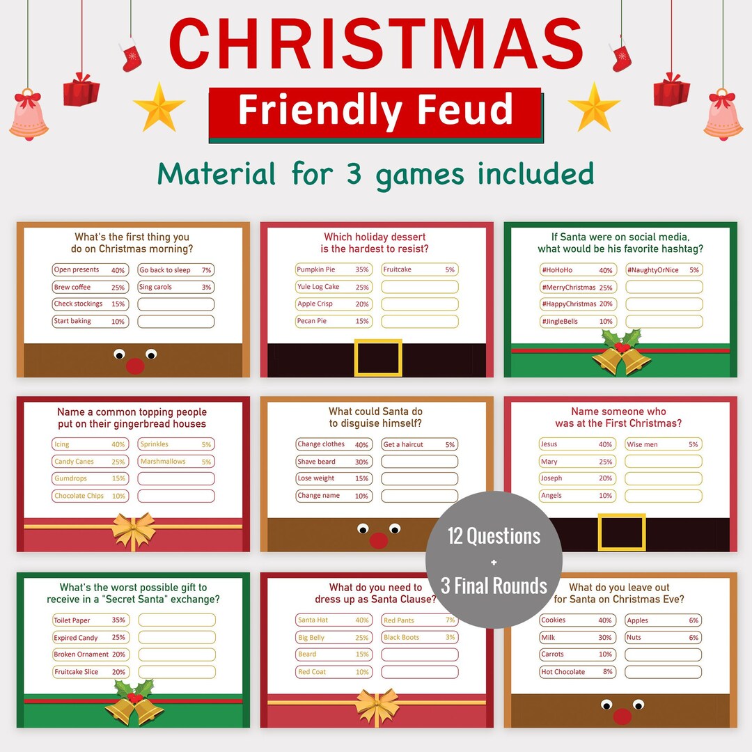 Christmas Friendly Feud Quiz Christmas Family Feud Game Holiday Party ...