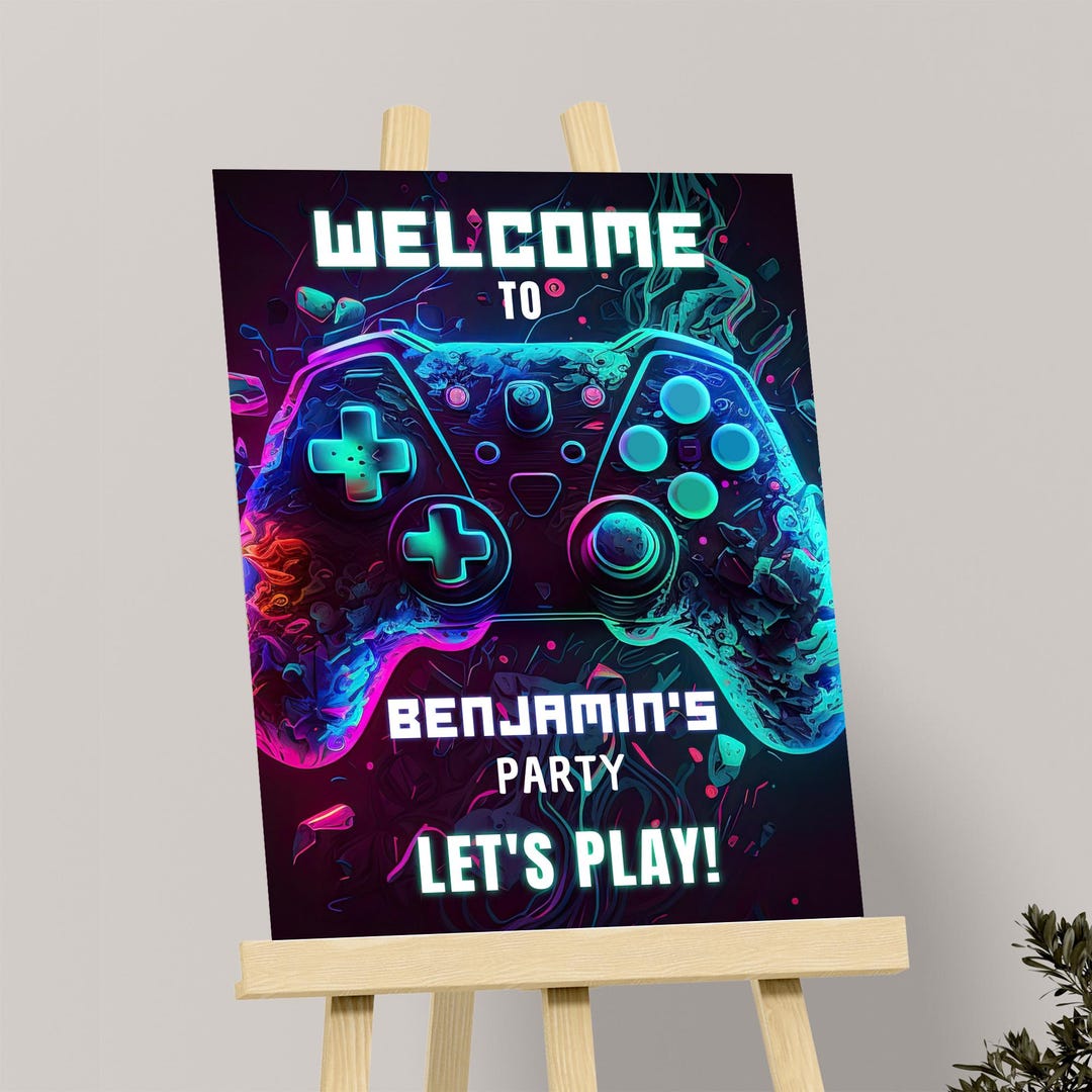 Video Game Welcome Sign Gamer Birthday Sign Arcade Welcome Poster Games ...