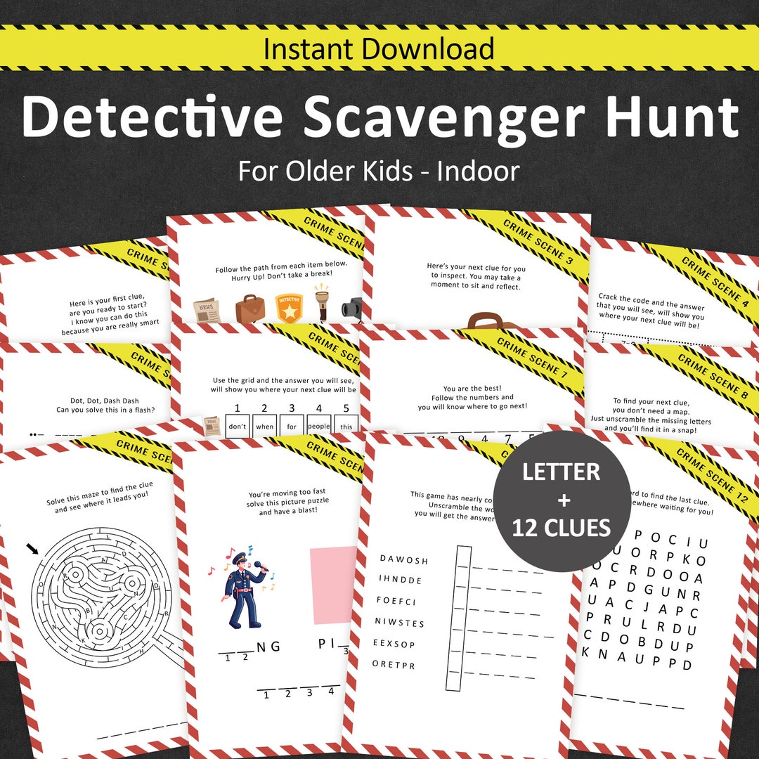 Detective Scavenger Hunt for Older Kids Spy Birthday Treasure Hunt ...