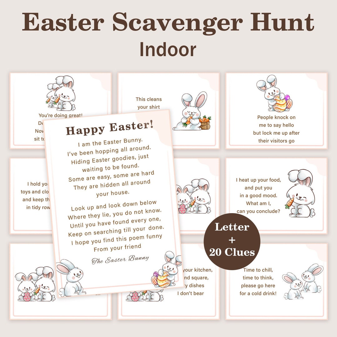 Easter Treasure Hunt for Kids Easter Egg Hunt Easter Bunny Scavenger ...