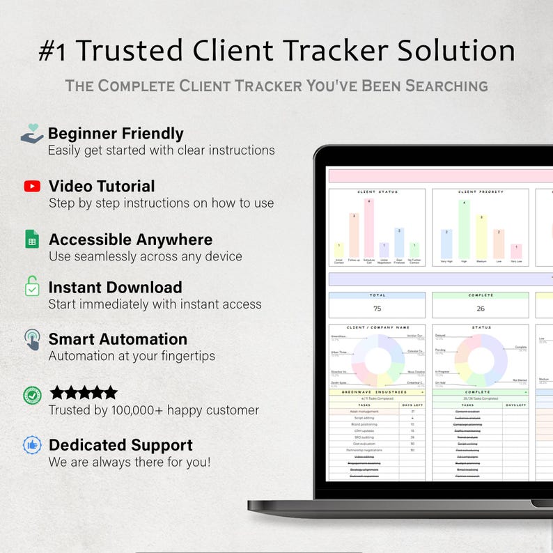 Client Tracker for Small Business Planner CRM With Task Tracker ...