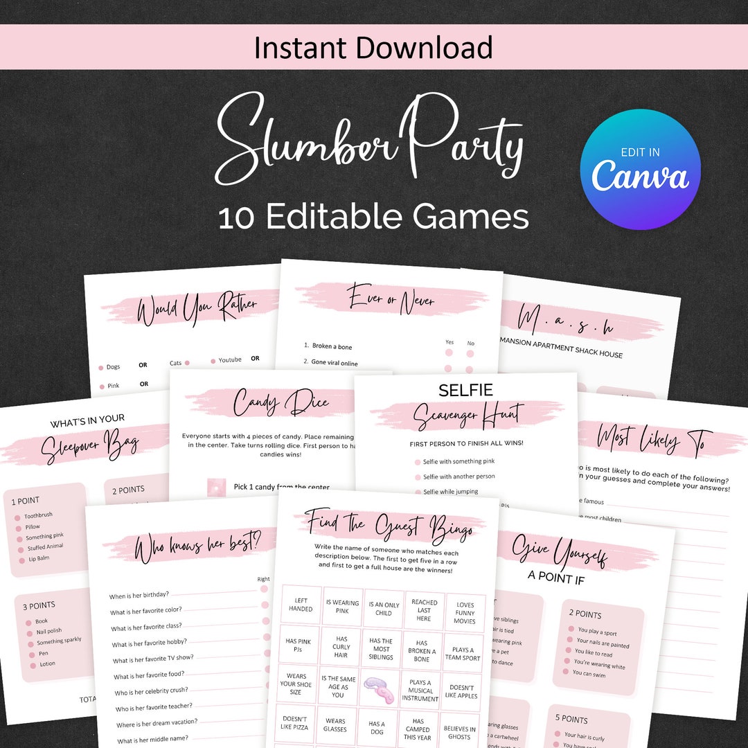 Slumber Party Games Sleepover Games Sleepover Party Games Girls Sleep ...