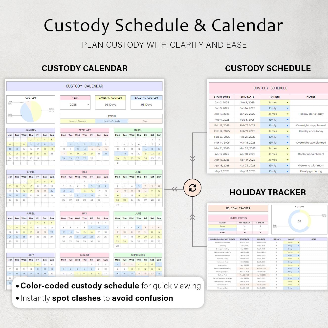 Co-parenting Digital Planner Custody Schedule Calendar Alimony Child ...