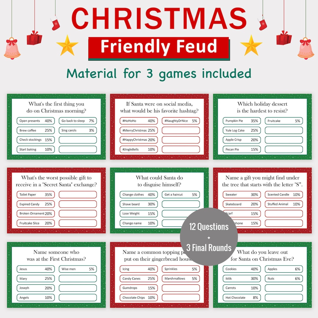 Christmas Friendly Feud Quiz Christmas Family Feud Game Holiday Party ...
