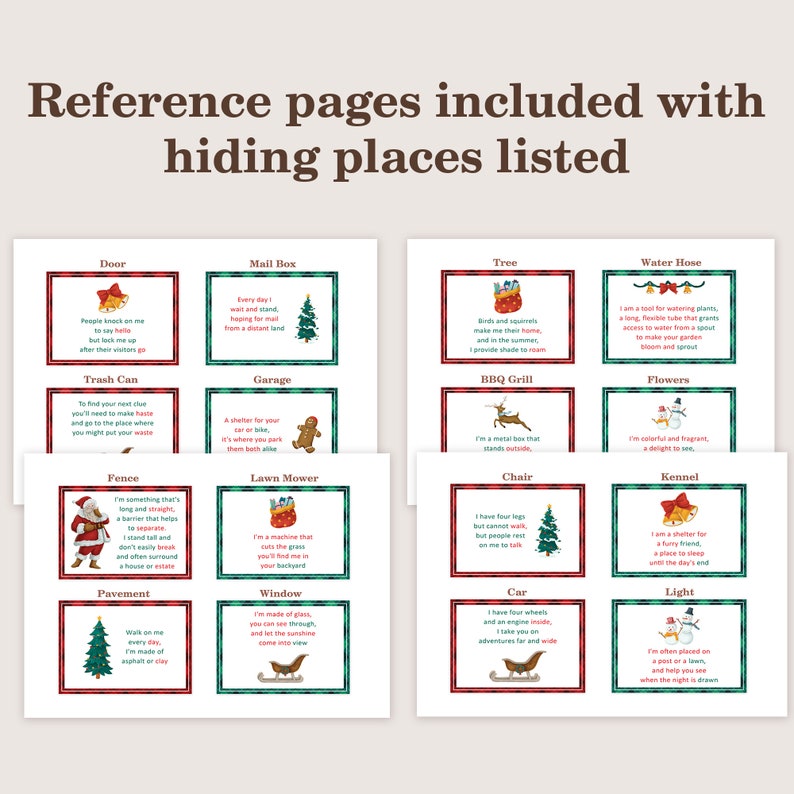Christmas Scavenger Hunt for Kids Holiday Outdoor Treasure Hunt Clues ...