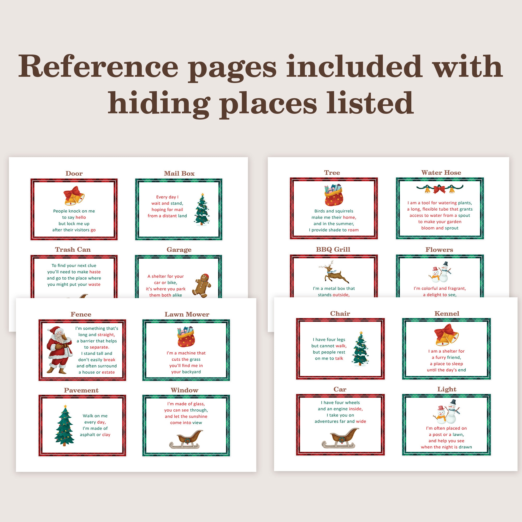 Christmas Scavenger Hunt for Kids Holiday Outdoor Treasure Hunt Clues ...