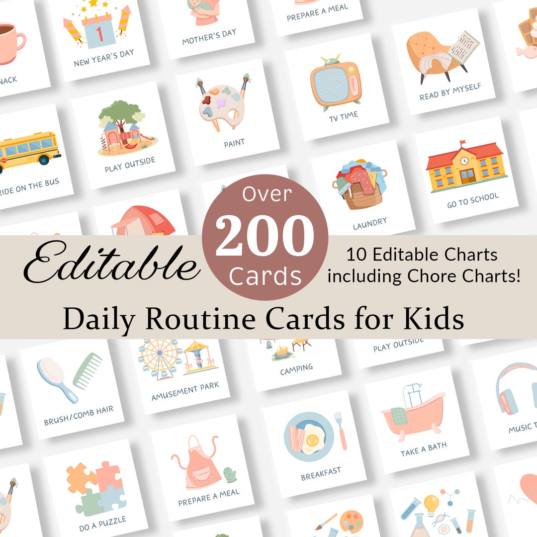 Editable Daily Routine Cards Toddler Routine Chart Daily Rhythm Visual ...