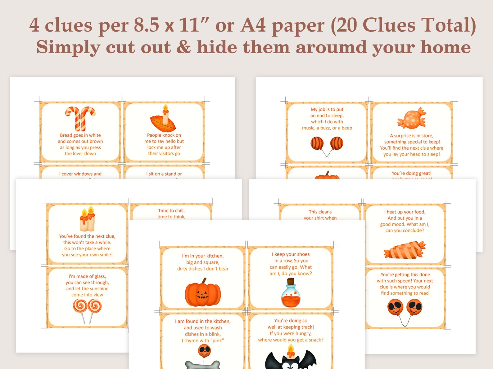 Halloween Scavenger Hunt for Kids Indoor Halloween Treasure Hunt Clues ...