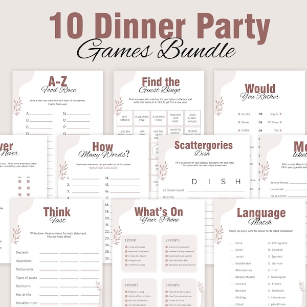 Dinner Party Games - Etsy