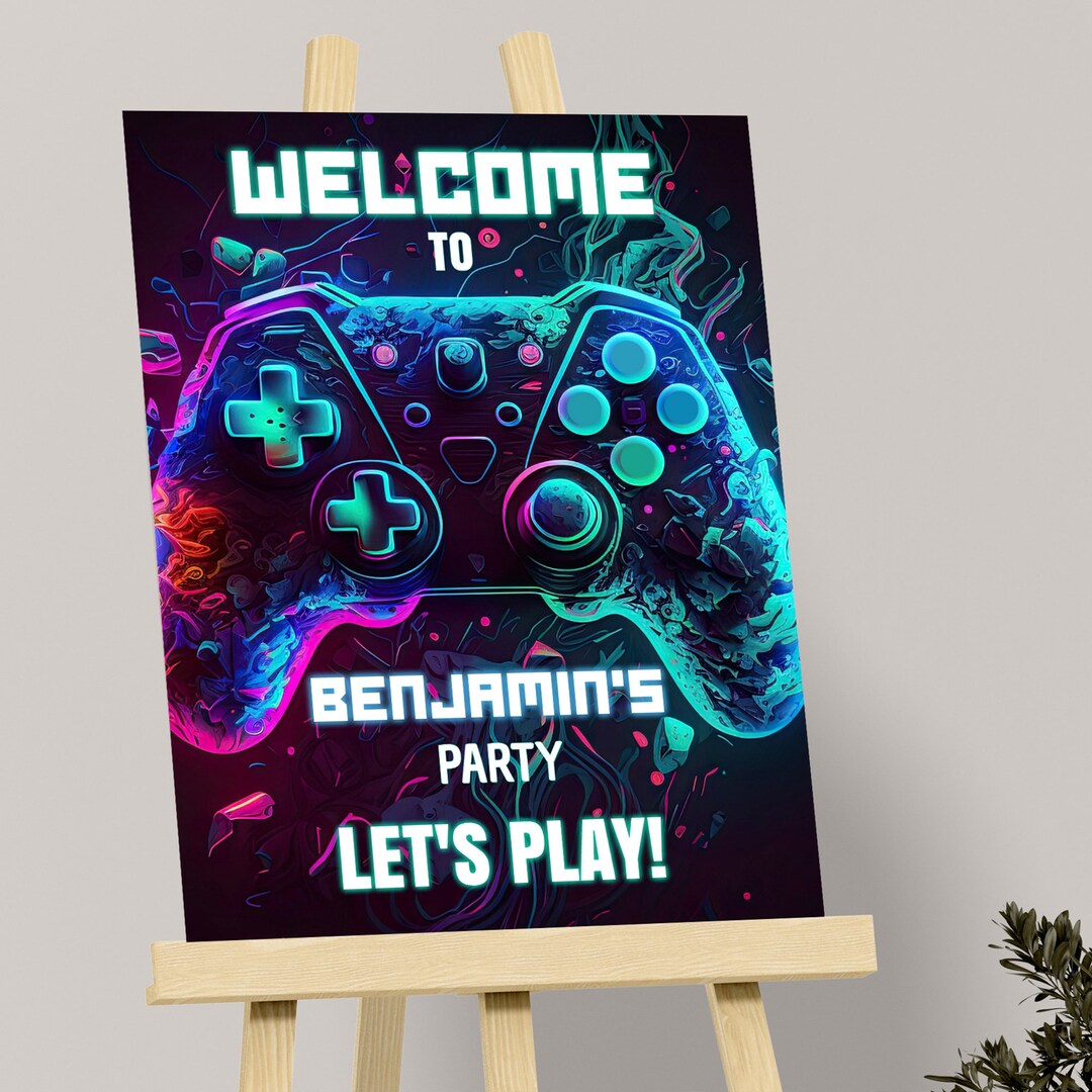 Video Game Welcome Sign Gamer Birthday Sign Arcade Welcome Poster Games ...