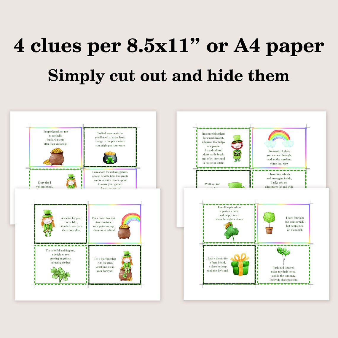 St Patricks Day Scavenger Hunt for Kids Leprechaun Outdoor Treasure ...