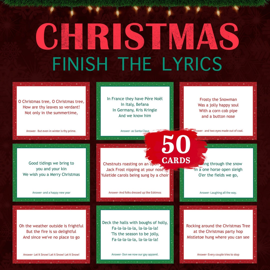 Christmas Carol Finish the Lyric Game Christmas Games Holiday Finish ...