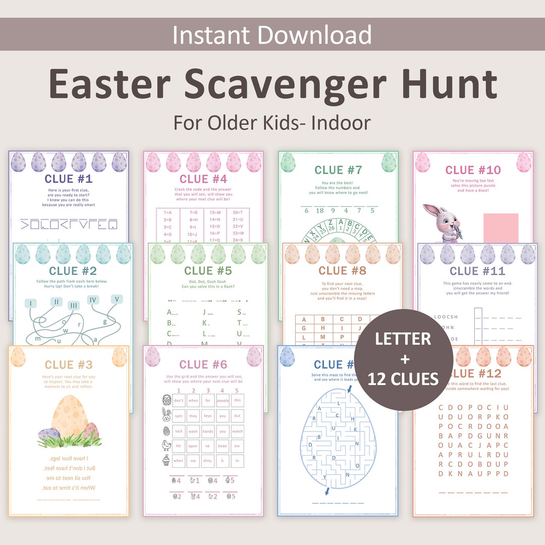 Easter Egg Hunt Easter Scavenger Hunt for Older Kids Easter Bunny Hunt ...