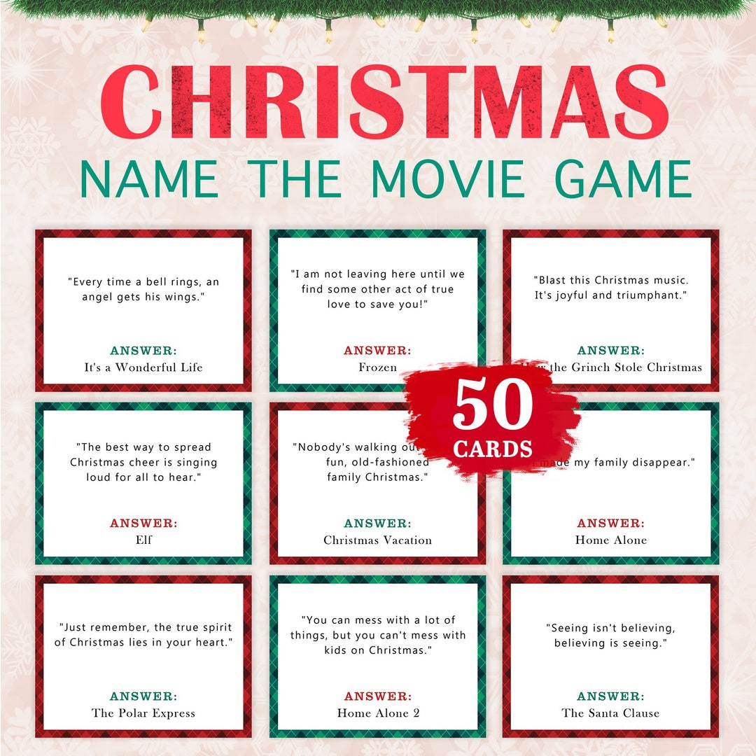 Christmas Name the Movie Game Christmas Party Game Guess the Movie Quiz ...