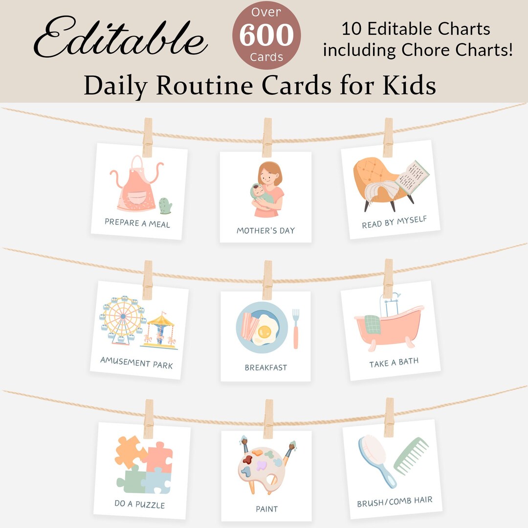 Daily Routine Cards Visual Schedule Toddler Routine Chart for Kids ...