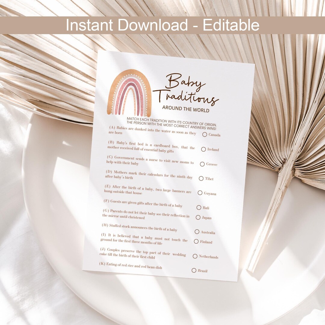 Baby Tradition Around the World Baby Shower Games Rainbow Babyshower ...
