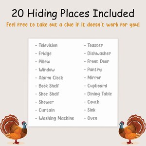 Thanksgiving Scavenger Hunt for Kids Indoor Treasure Hunt Clues Turkey ...