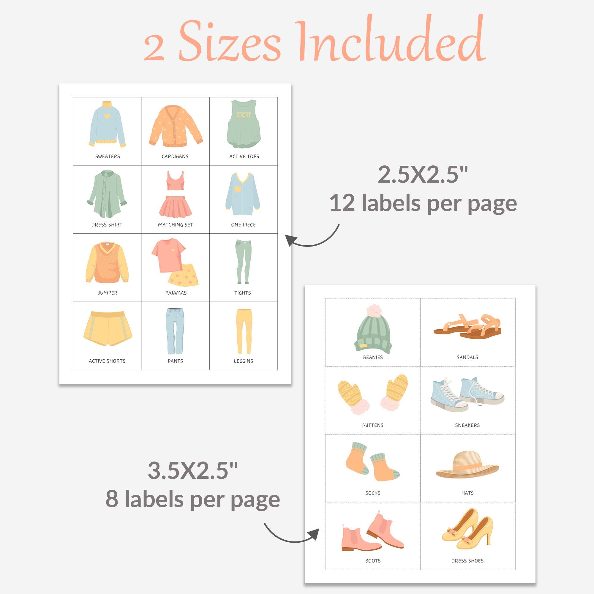 Kids Dresser Labels Closet Labels Clothing Drawer Wardrobe Stickers ...
