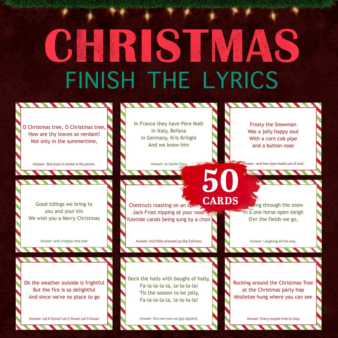 Christmas Carol Finish the Lyric Game Christmas Games Holiday Finish ...