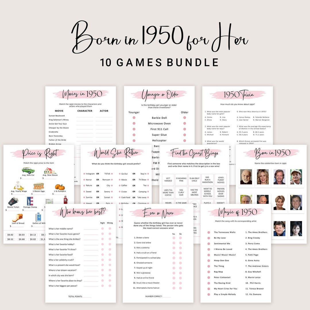 75th Birthday Games for Women 75th Birthday Party Games for Her Born in ...