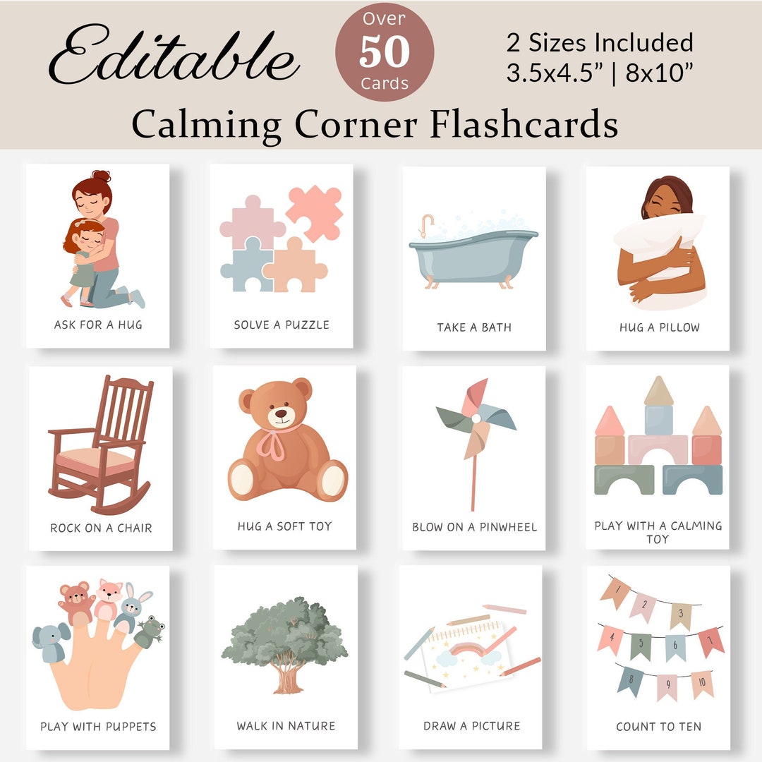 Calming Corner Flashcards Calm Down Strategies Flash Cards Techniques ...