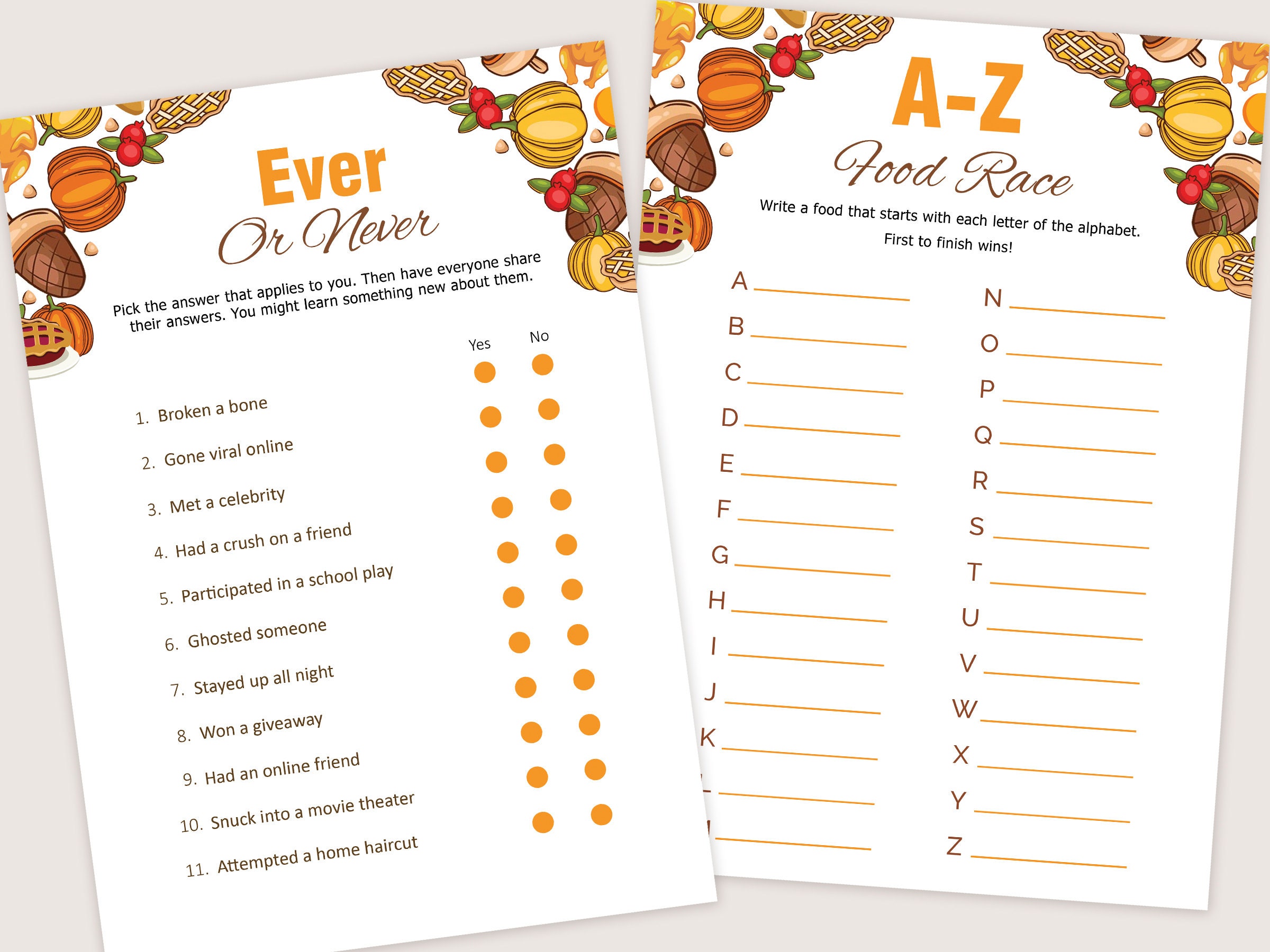 Thanksgiving Games Bundle Thanksgiving Day Dinner Party Games Family ...