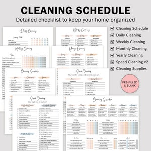 Cleaning Schedule Cleaning Checklist ADHD Cleaning Planner Daily Weekly ...