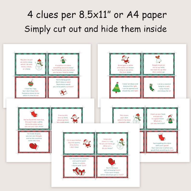 Christmas Scavenger Hunt for Kids Holiday Indoor Treasure Hunt Clues ...