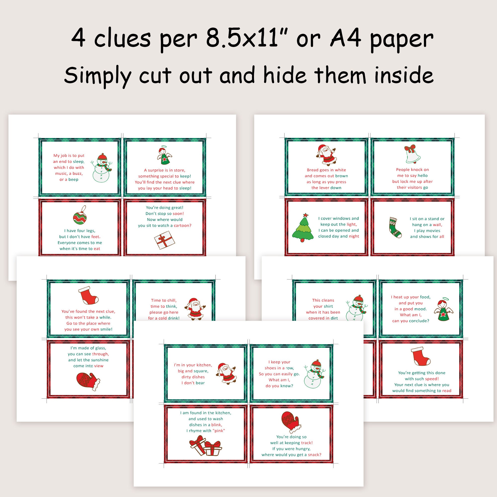 Christmas Scavenger Hunt for Kids Holiday Indoor Treasure Hunt Clues ...