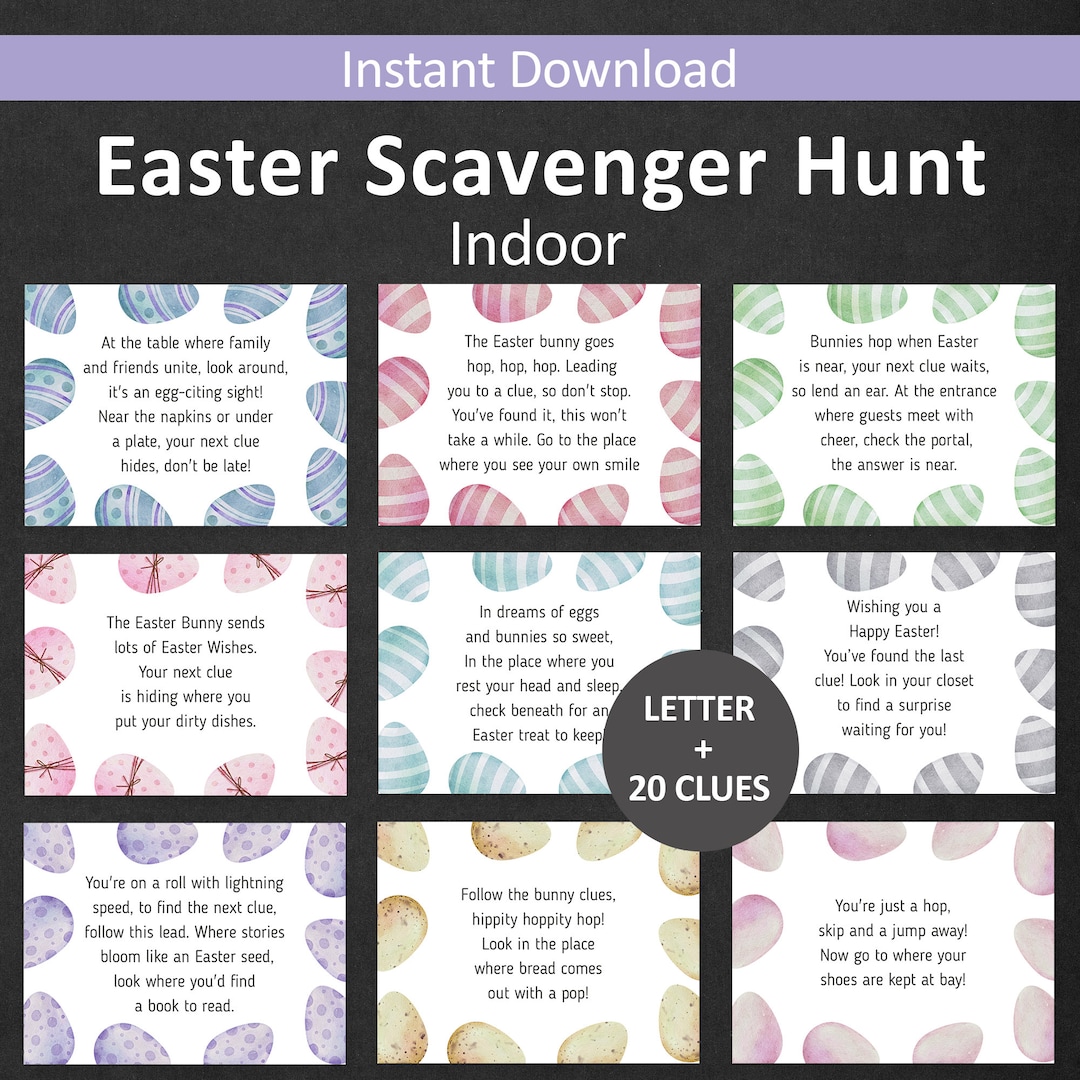 Easter Egg Hunt Easter Scavenger Hunt for Older Kids Indoor Easter ...