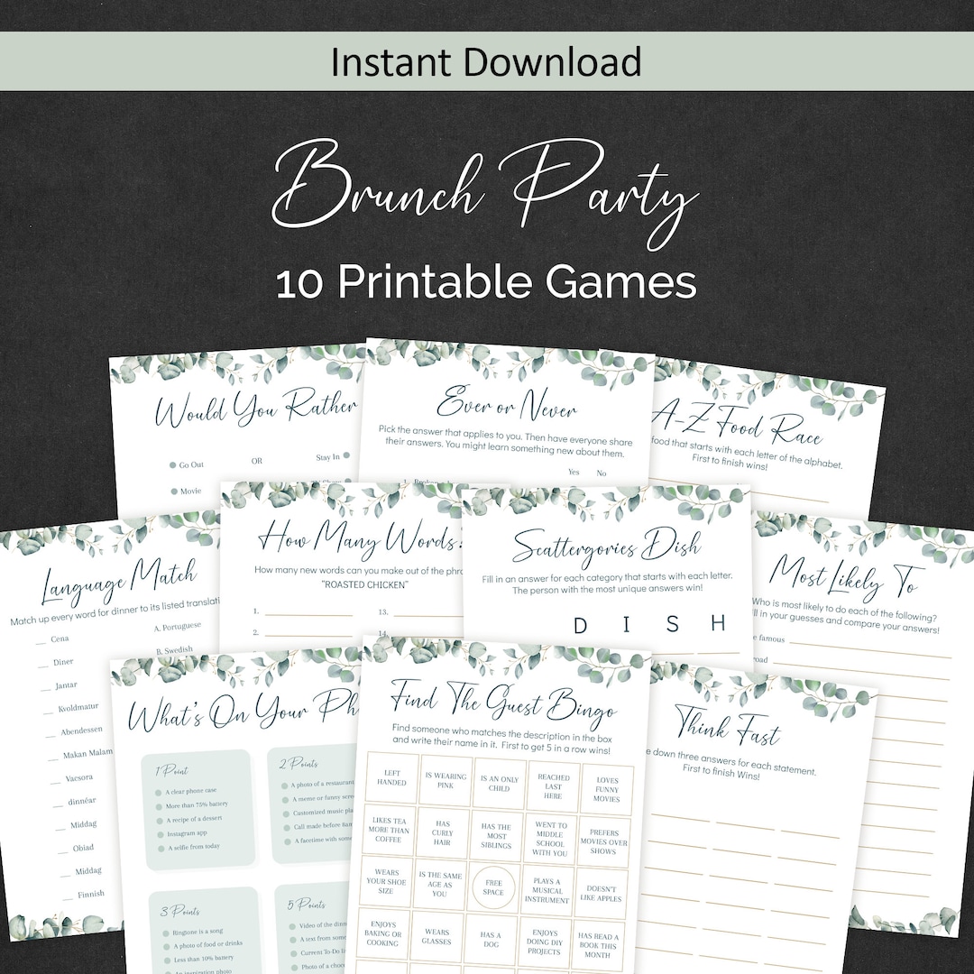 Brunch Party Games Adults Brunch Games Icebreaker Table Games Luncheon ...