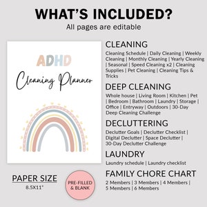 Cleaning Schedule Cleaning Checklist ADHD Cleaning Planner Daily Weekly ...