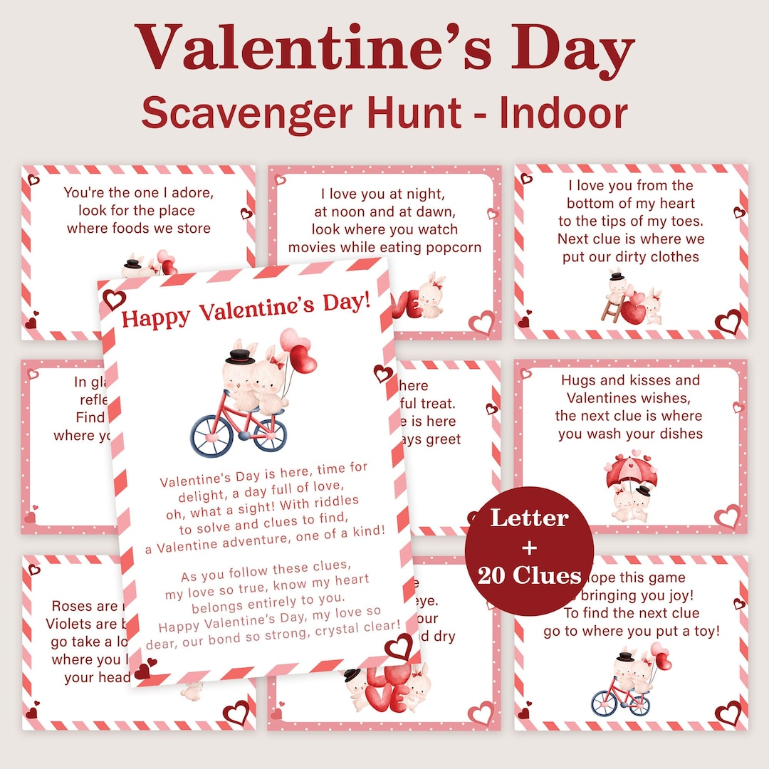 Valentine's Day Scavenger Hunt for Kids Valentine Gift Indoor Hunt ...