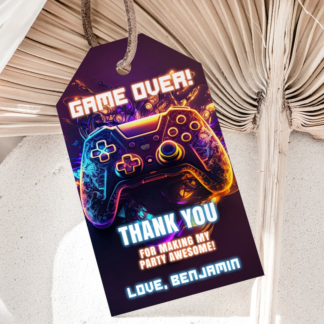 Video Game Thank You Tags Gamer Party Favors Arcade Favor Tags Games ...