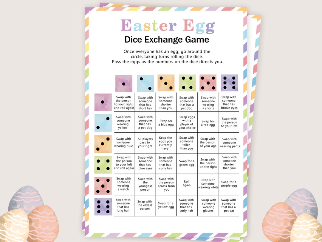 Easter Egg Dice Exchange Game Easter Egg Dice Activity for Kids Easter ...