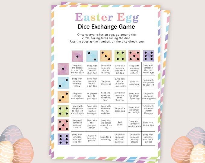 Easter Egg Dice Exchange Game Easter Egg Dice Activity for Kids Easter ...