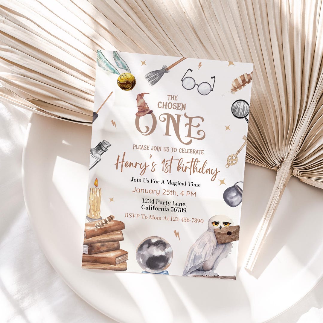 The Chosen One Birthday Invitation Wizard Invitation Wizard Birthday ...