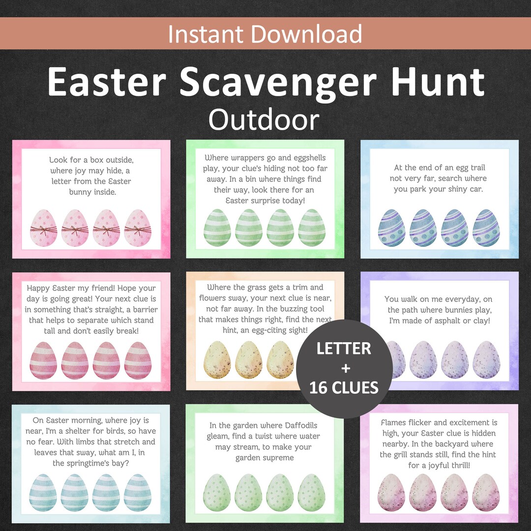 Easter Egg Treasure Hunt for Kids Easter Scavenger Hunt Teens Easter ...