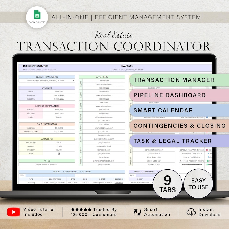 Real Estate Transaction Management System Spreadsheet Pipeline Deposits ...