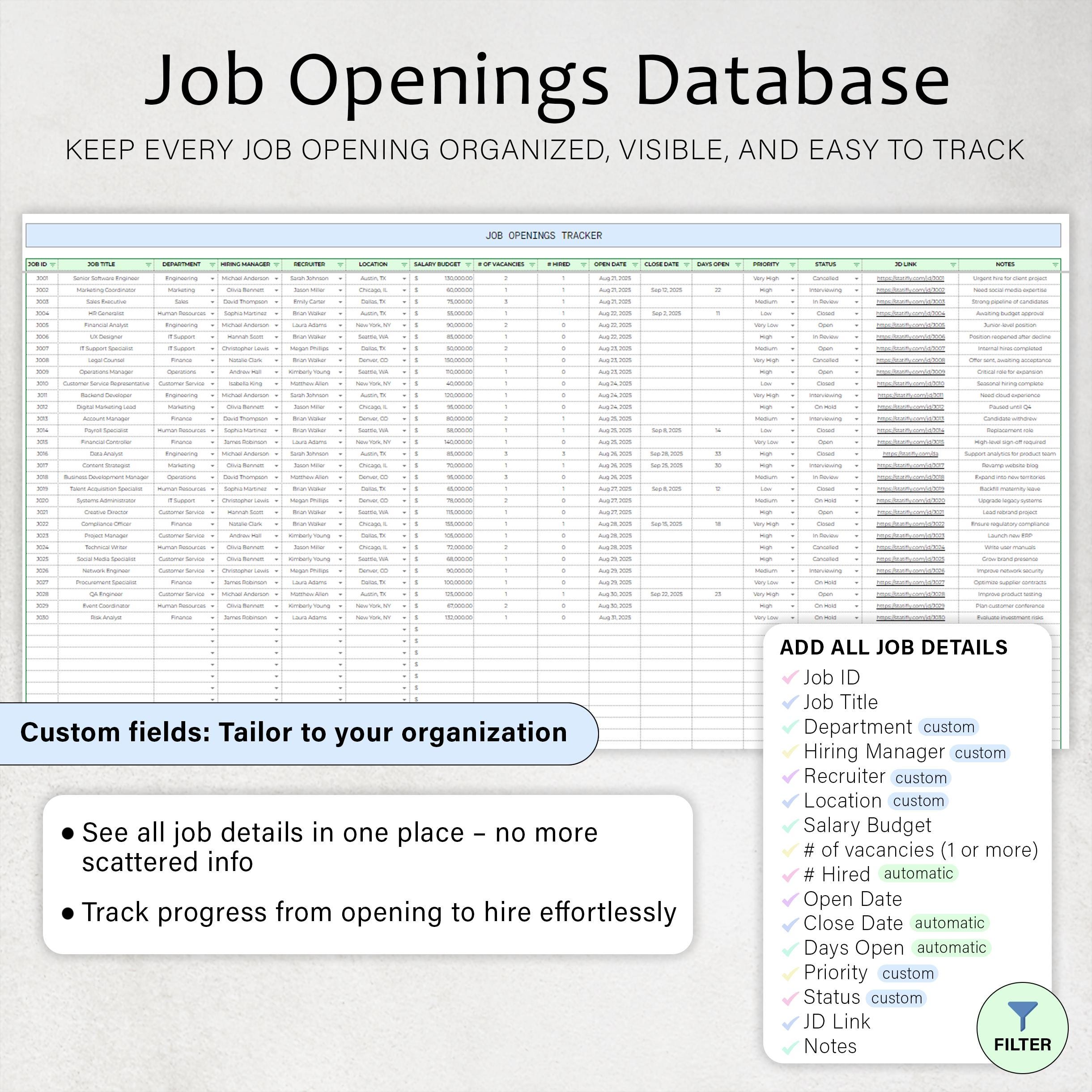 Recruitment Tracker Spreadsheet Hiring Tracker Recruiting Planner ...