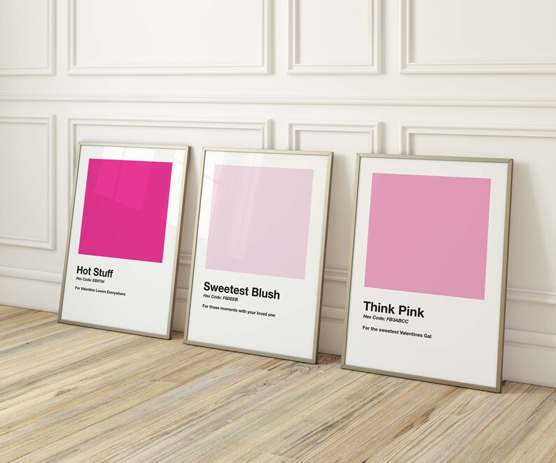 Think Pink Colour Palette Print Paint Sample Inspired Colour Print Cute ...