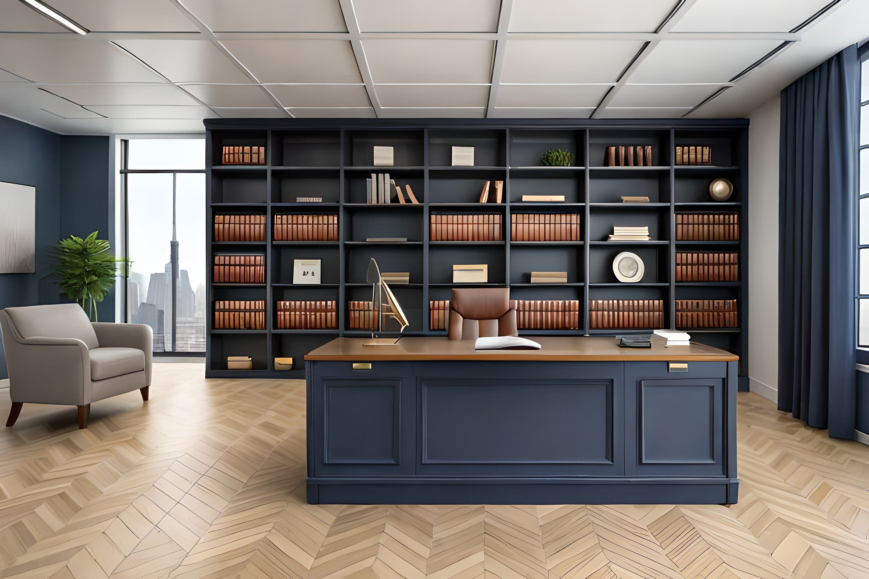 A Professional Office Background With a Bookshelf Desk or - Etsy Canada