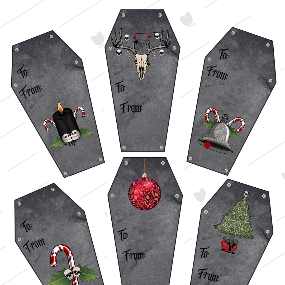 Goth Christmas Labels, Christmas Labels, Christmas Tags, Gothic Xmas ...