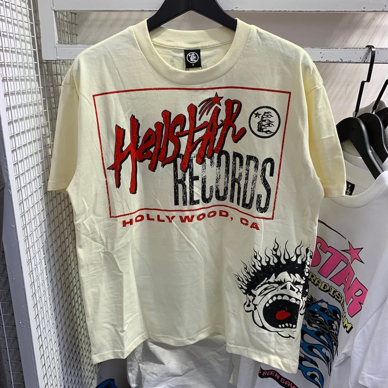 Hellstar Studios Records Short Sleeve Tee Shirt Cream - Etsy