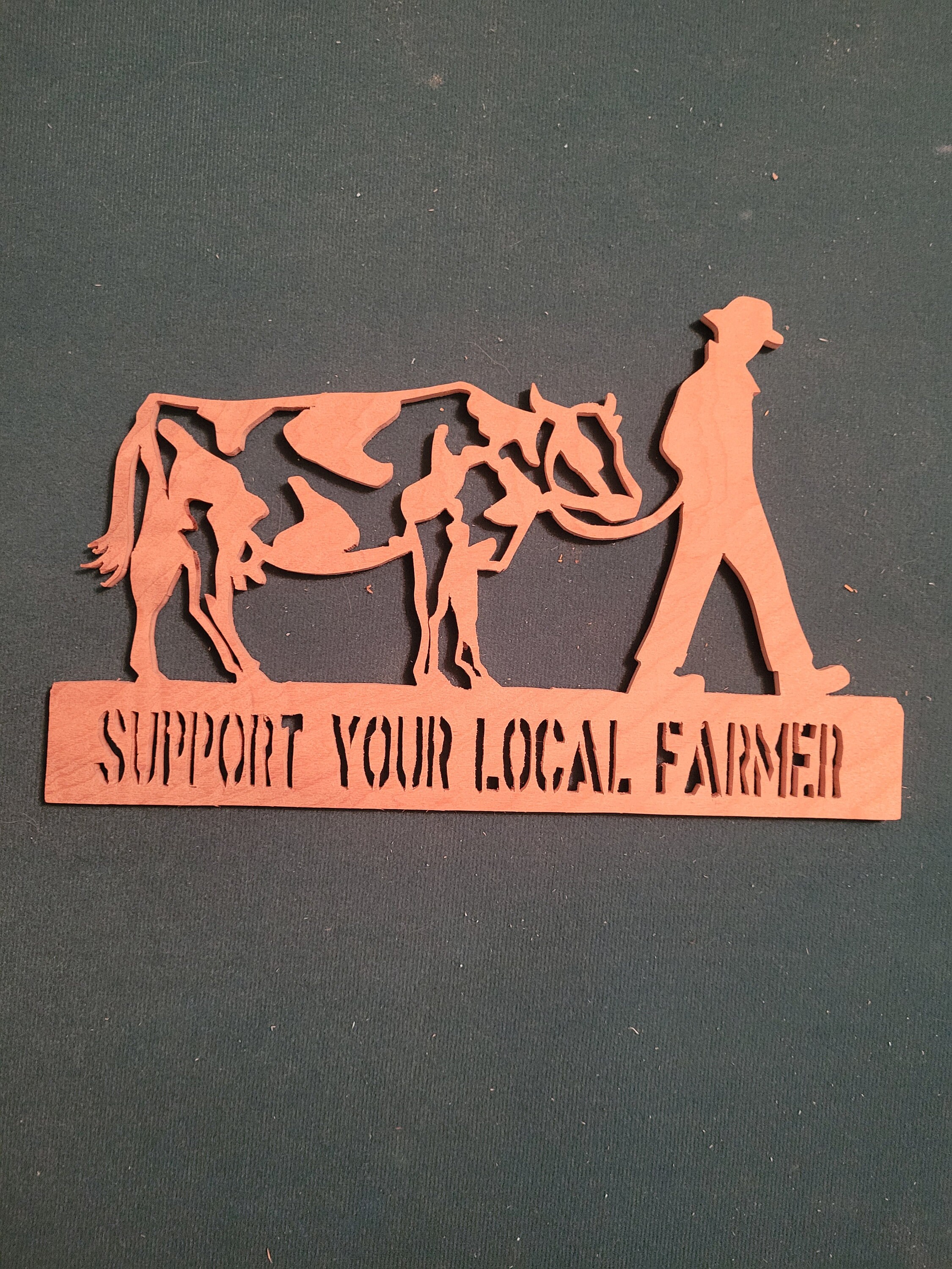 Rustic Wooden Farm Sign, Support Local Farmer, Cow and Farmer Art ...