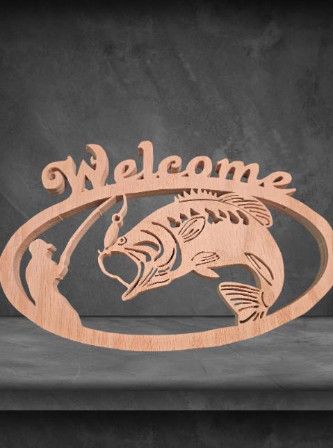 Handmade Wooden Welcome Fishing Sign | Cabin Lake House Decor - Etsy